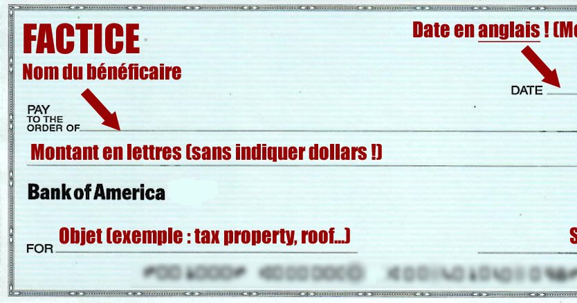 Comment remplir un chèque américain ? - FranceTransactions.com